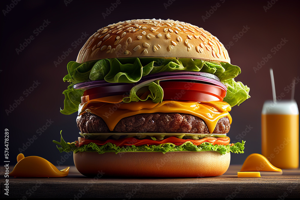 Burger poster for menu restaurant. Burger design style promotional fast ...