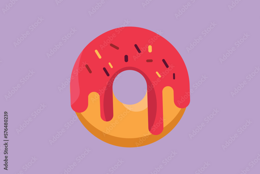 Graphic flat design drawing stylized donut store logo label. Emblem ...