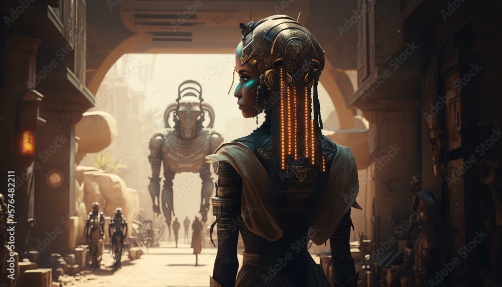 futuristic ancient egypt alien cyborgs god wallpaper background created ...