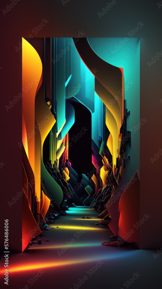 Digital Shadows: Dynamic Light and Shadow Effects with Bold Colors in ...