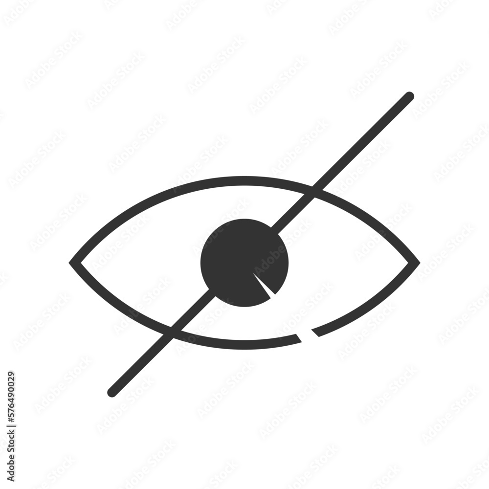 Sensitive content icon. Eye crossed by line. Restrictive sign to hide ...