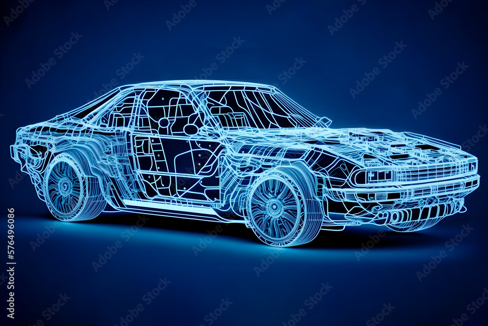 Futuristic AR car technology concept with wireframe intersection ...