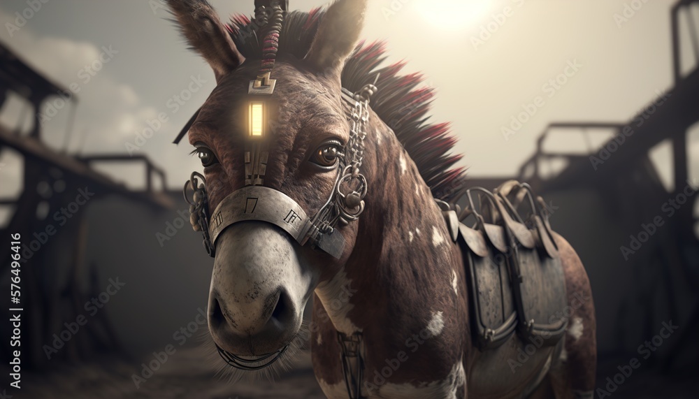 futuristic donkey horse cyborg wallpaper background created with ...