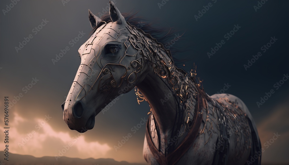 futuristic cyborg horses alien skeleton created with generative ai ...
