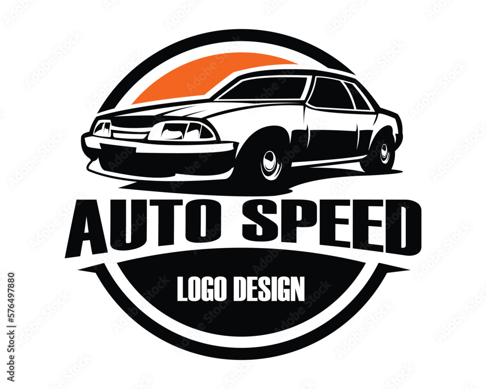 1990s mustang car logo silhouette. old muscle car vector. isolated ...