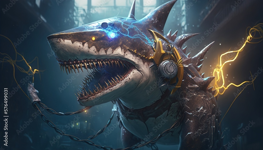 futuristic shark cyborg alien created with generative ai technology ...