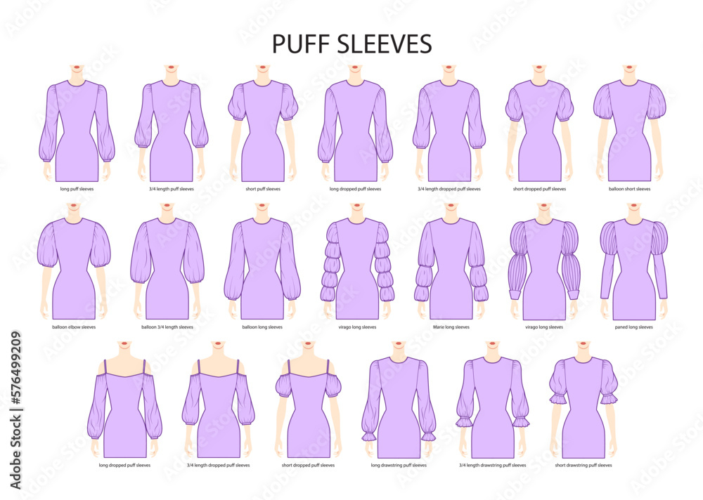 Set of Puff sleeves clothes dropped, baloon, virago, Marie, paned ...