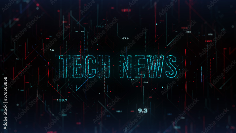 Futuristic Blue Red Shiny Tech News Text Lines Effect With Vertical ...