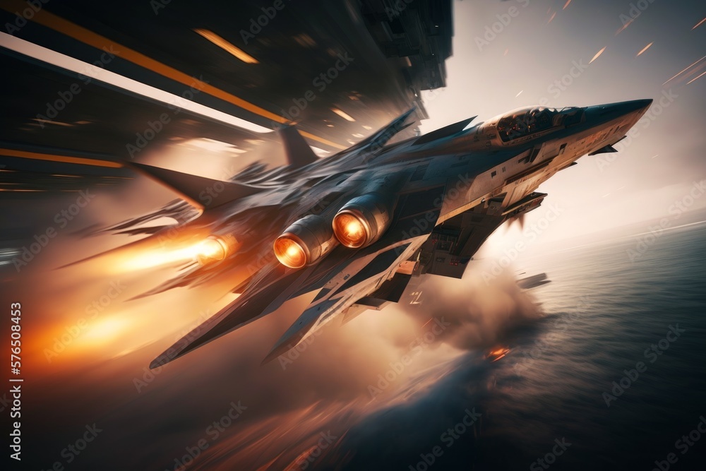 Unleashing the Fury: An Epic Composition of a Fighter Jet Striking an ...