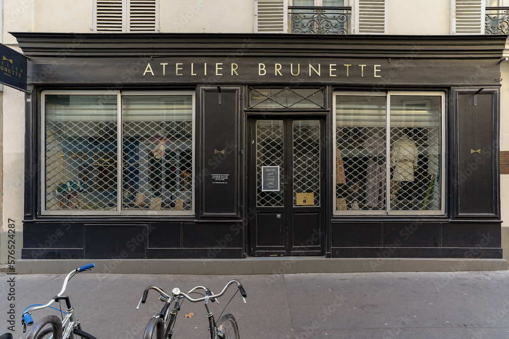 Typical vintage french parisian boutique facade , storefront template ...
