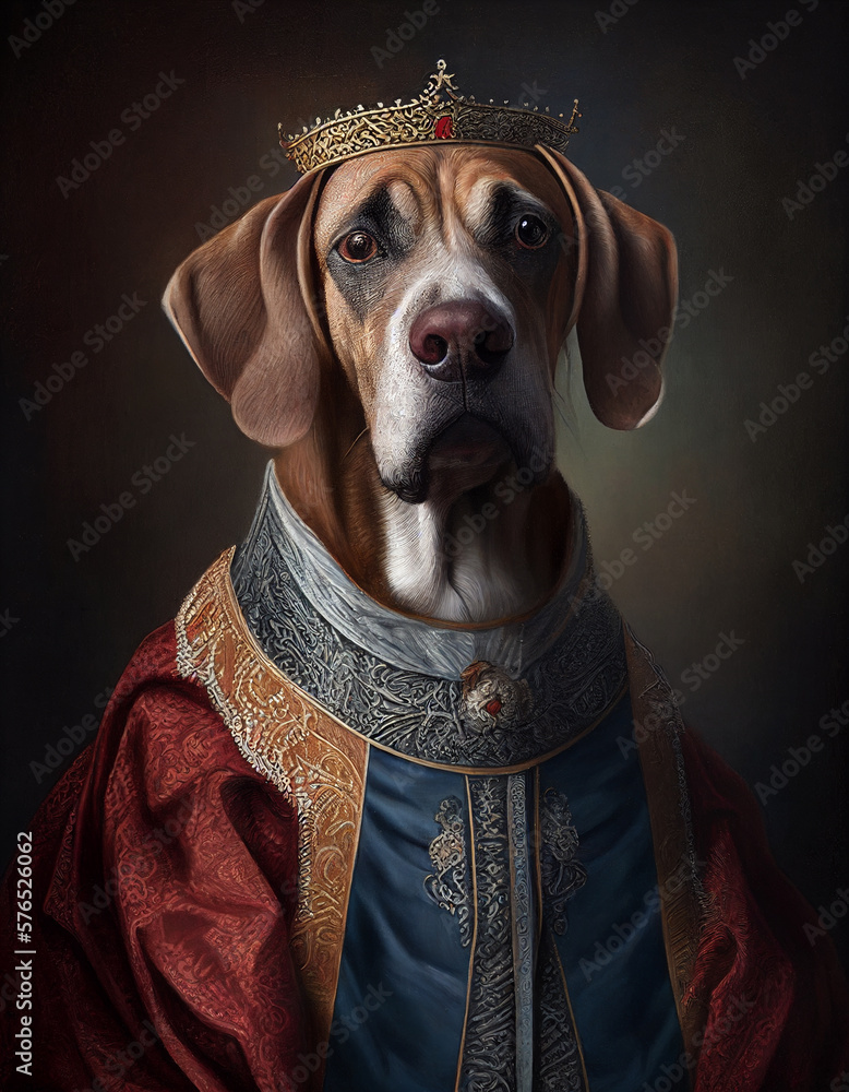 Royal Portrait of a Plott Hound Dressed Like a British King ...