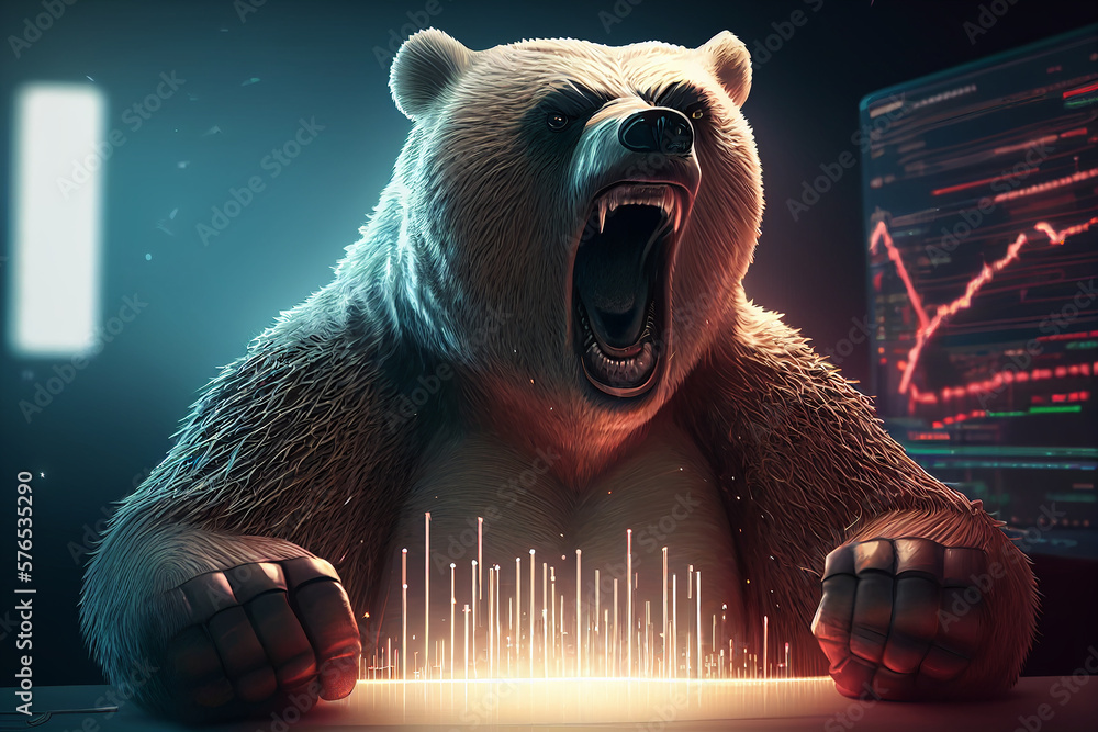 Ilustrace „Realistic Angry Bear Trading on Computer: Maximizing ...