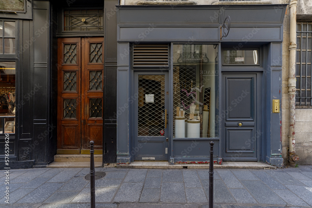 Typical vintage french parisian boutique facade , storefront template ...