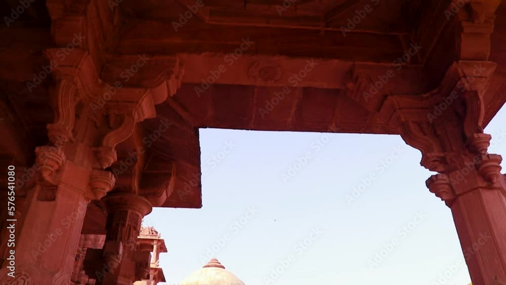 red stone ancient hindu temple architecture from unique angle at day ...