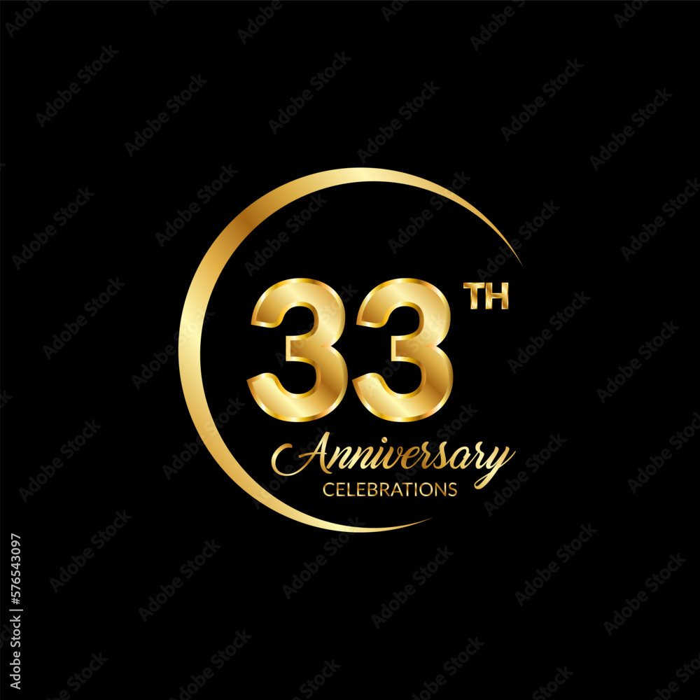 33 years anniversary. Anniversary template design concept with golden ...