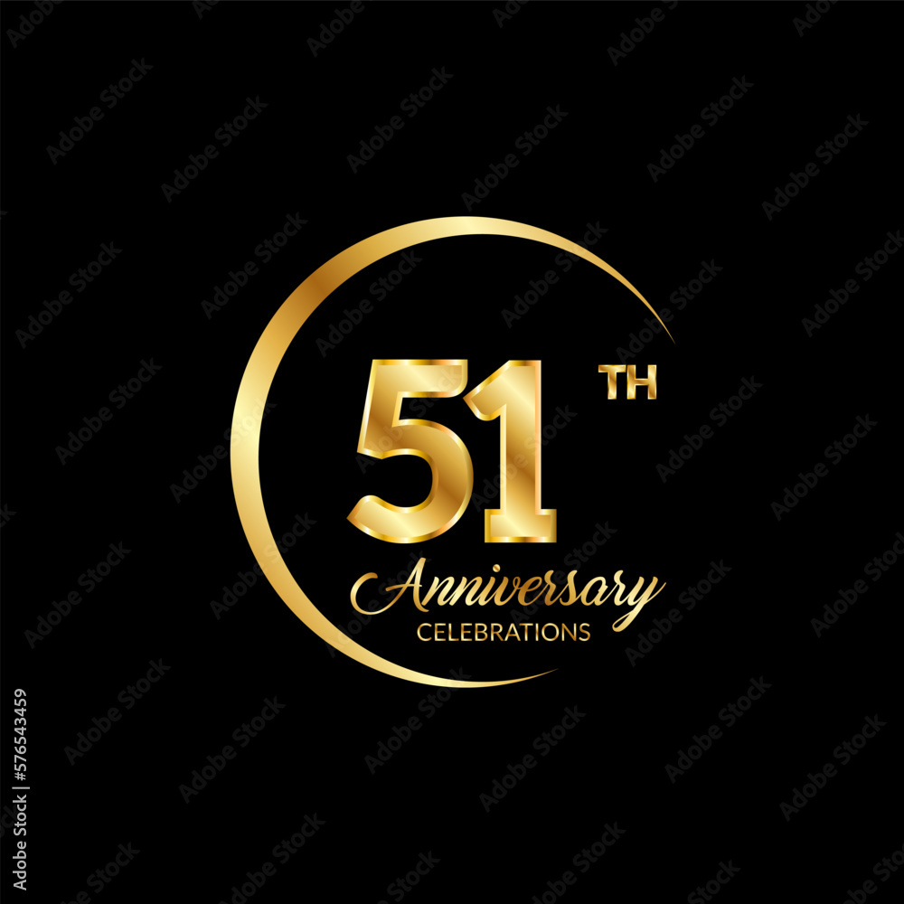 51 years anniversary. Anniversary template design concept with golden ...