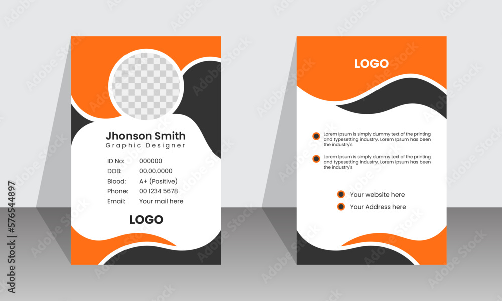 Modern minimal simple ID card design template with Yellow and black ...