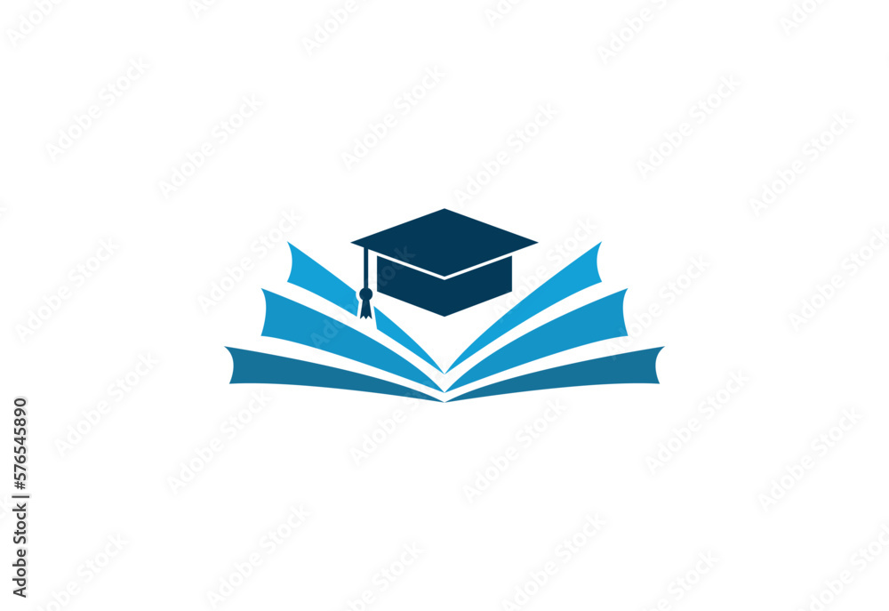 Education logo concept with graduation cap and open book pages ...