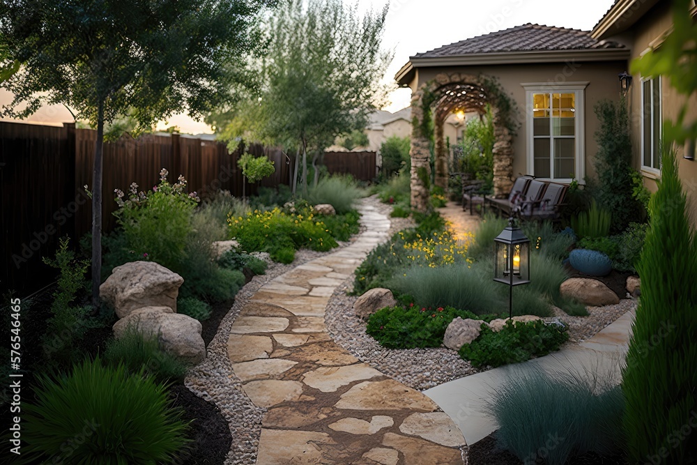 Home Pathway at the Side of the House 1. Generative AI ilustração do ...