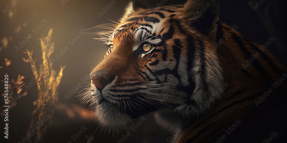 ภาพประกอบสต็อก This photograph beautifully captures a tiger in sharp ...