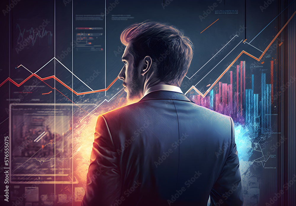 professional person with graph, Person drawing a graph, businessman ...