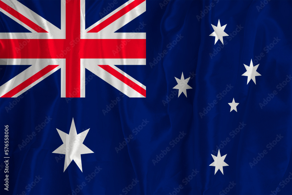 The flag of Australia on a silk background is a great national symbol ...
