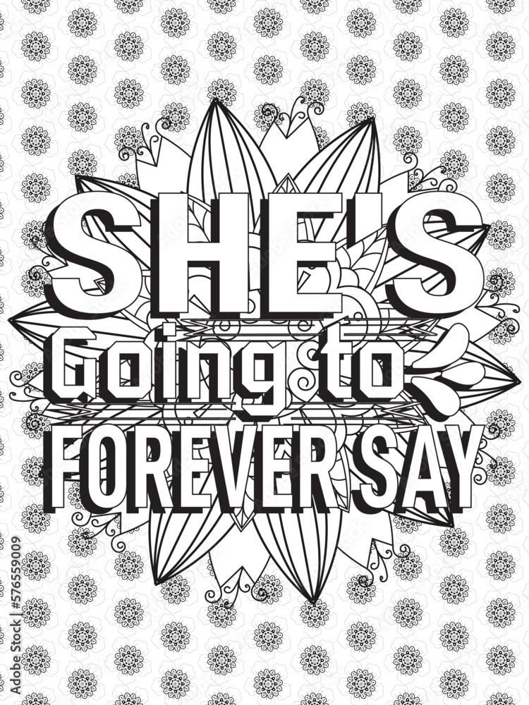 Strong woman quotes Flower Coloring Page Beautiful black and white ...