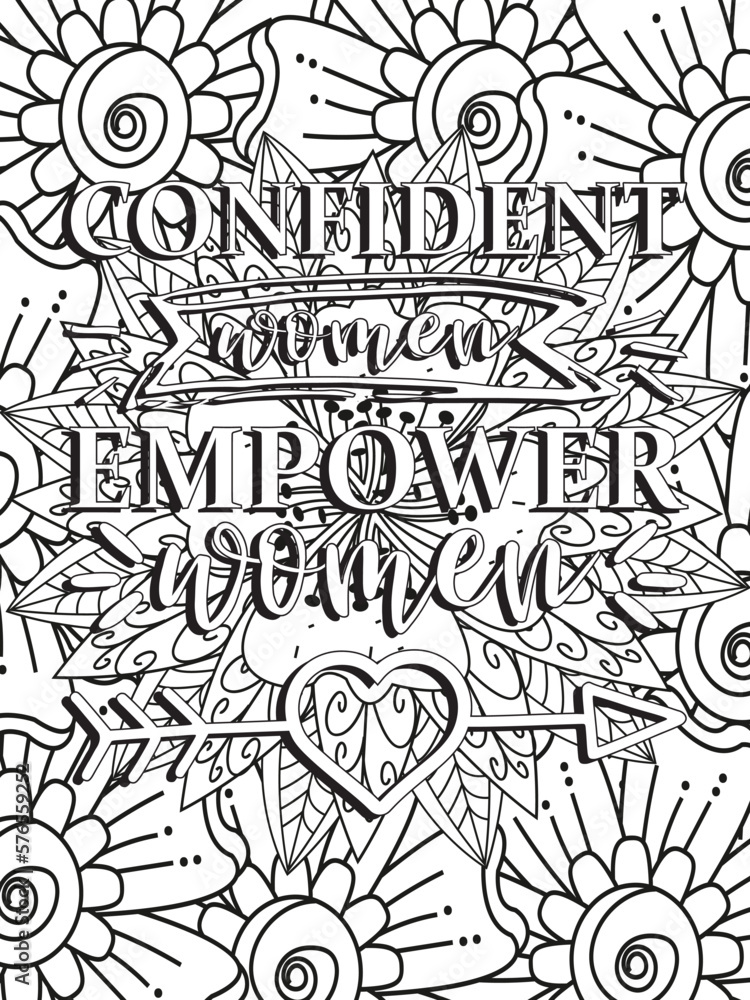 Strong woman quotes Flower Coloring Page Beautiful black and white ...