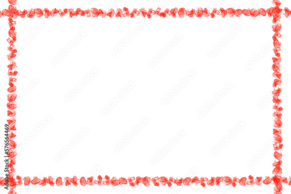 Rectangular red banner frames, borders, painted on transparent ...