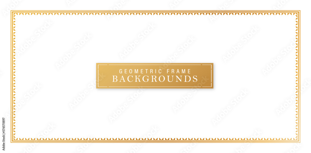 vector illustration geometric gold rectangle frame on white background ...