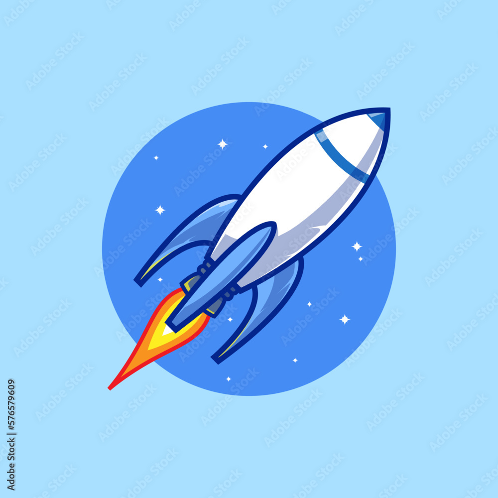 Space Missile Slides into Outer Space. Rocket and Space Vector with ...