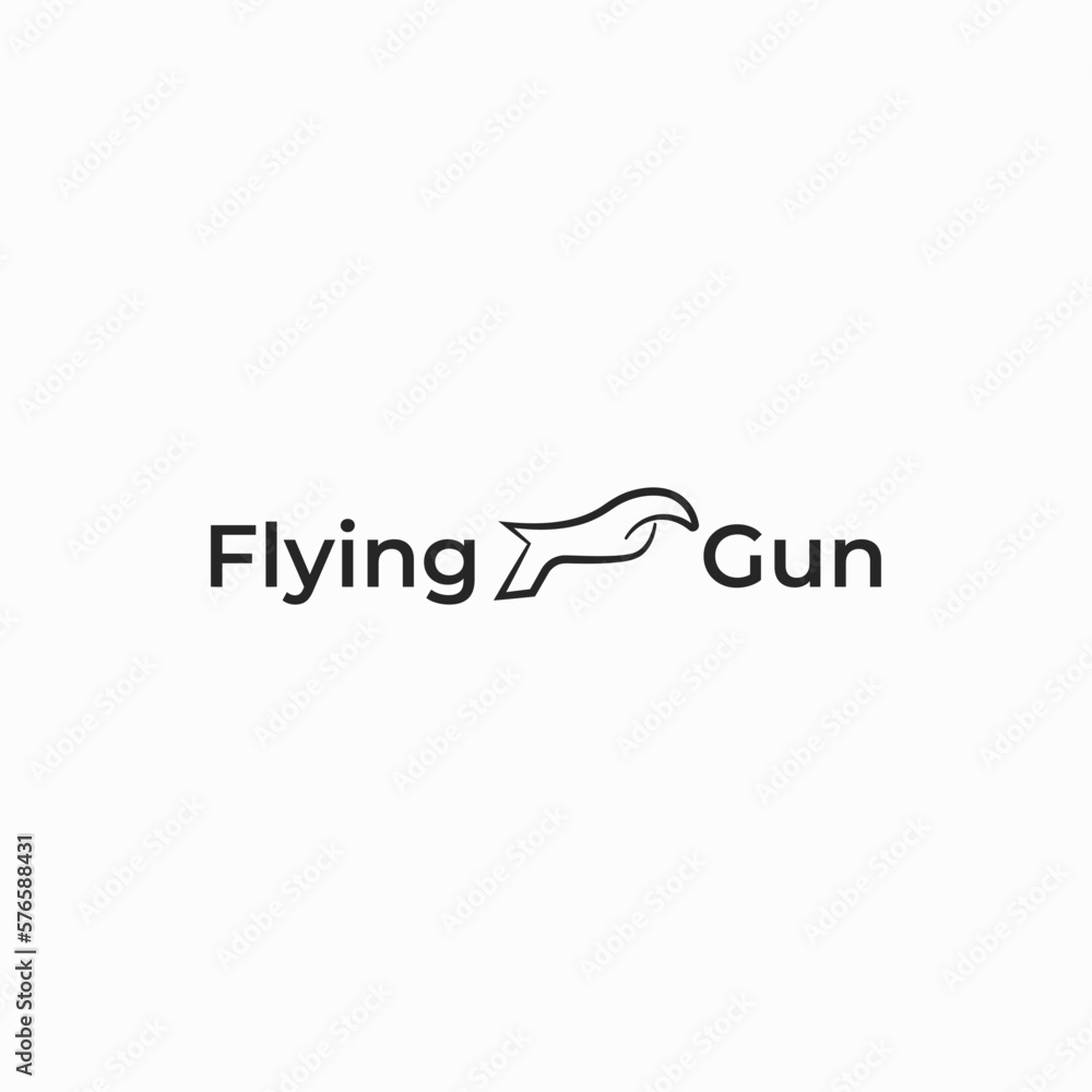 modern flying gun logo design vector illustration ; line art gun bird ...