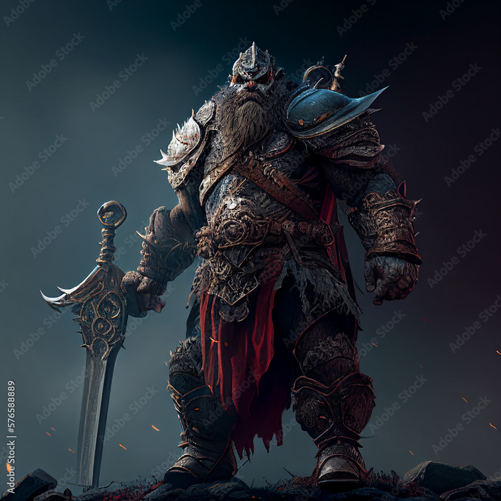 Dwarf Lord full battle armor created with Generative AI Technology ...