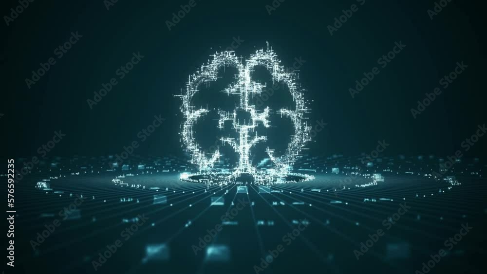 Brain technology AI Artificial intelligence digital brain animation ...