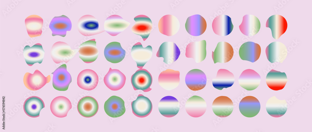 Vector set of amazing Y2K aura gradients. Experimental color palette ...