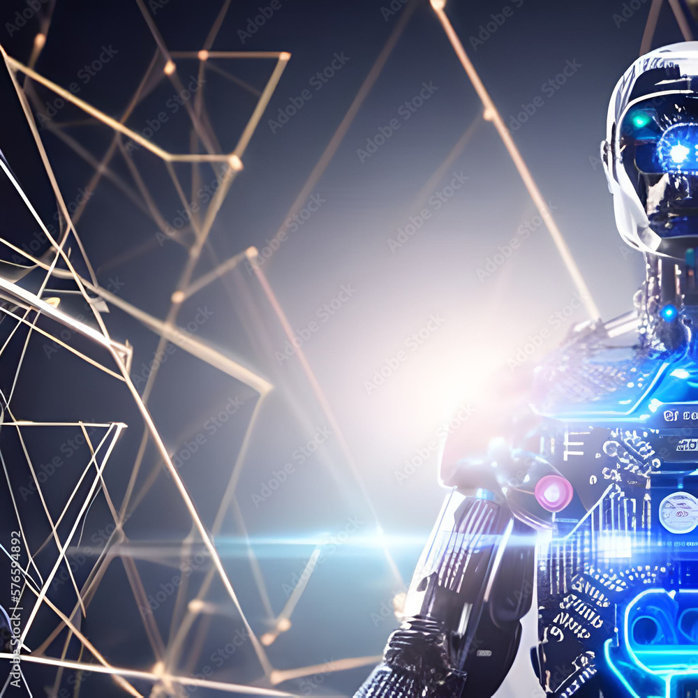 technology background Cyber digital world android robot computer coding AI background futuristic ...