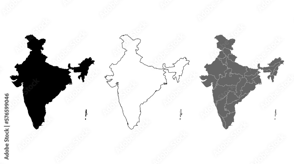 Set of India map graphic, travel geography icon, nation country indian ...