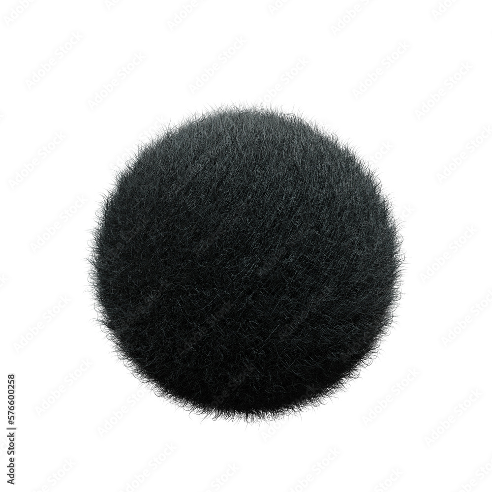 black ball Fur 3D element render, Typography fluffy style Stock ...
