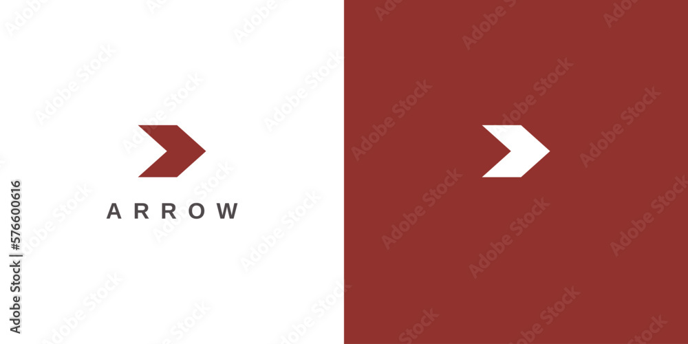 Right Arrow Logo. Red Geometric Arrow Shape with Outline isolated on ...
