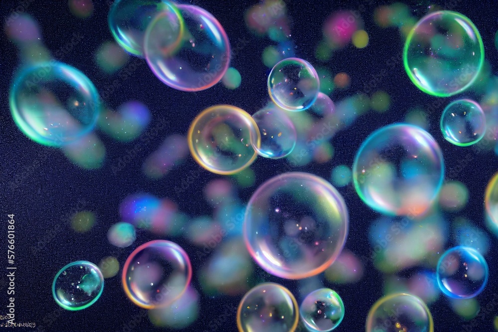 a bunch of bubbles floating in a space filled with stars and a lot of ...