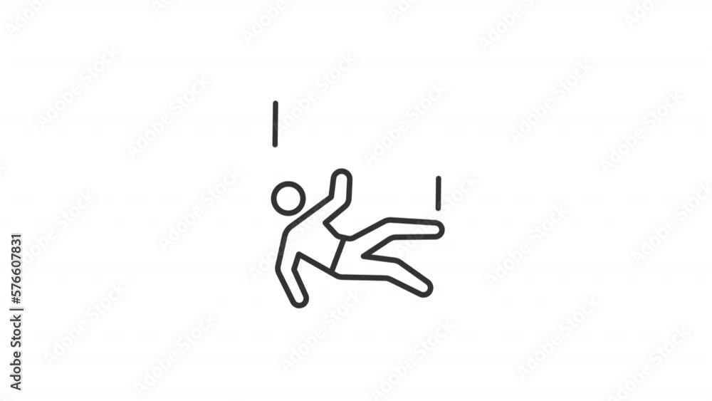 Animated accident linear icon. Person falling from stairs. Incident ...