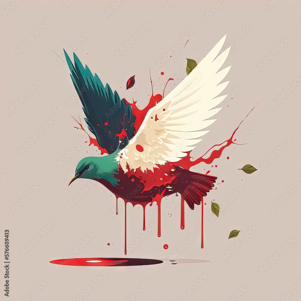 AI generated a dove of peace in the blood, a bird symbolizing peace ...
