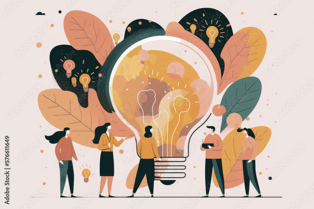 business illustration. small people characters develop creative ...