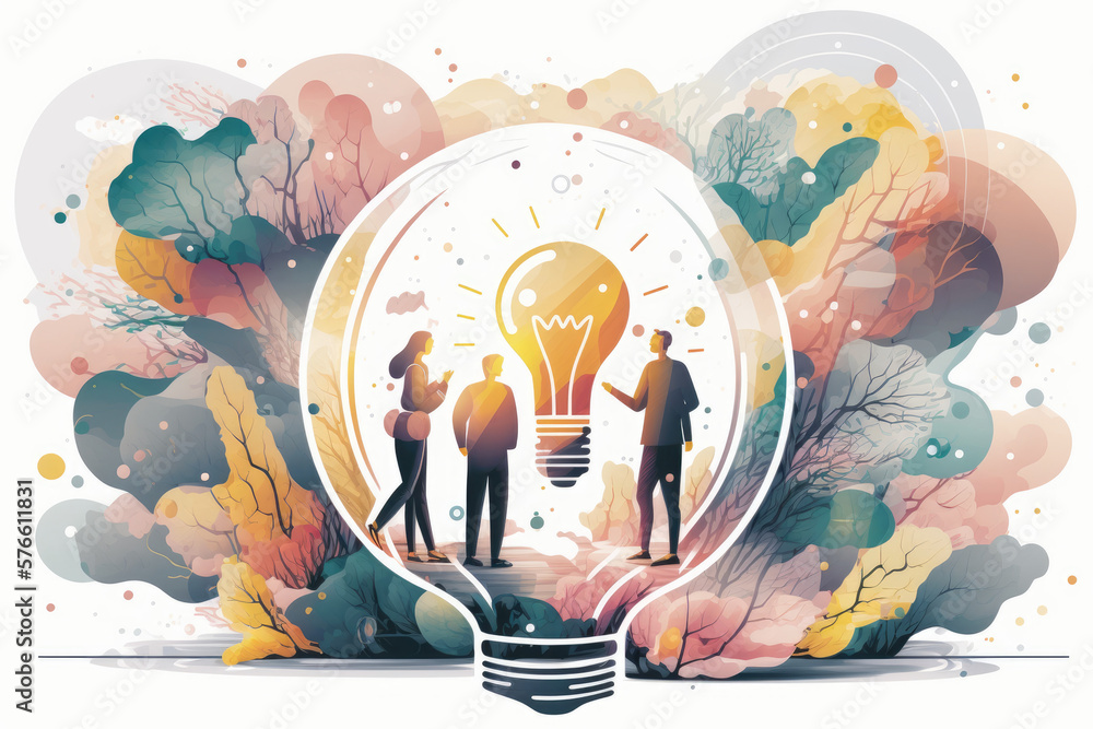 business illustration. small people characters develop creative ...