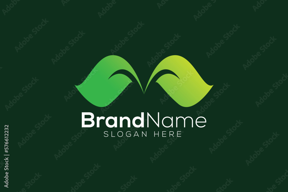 Minimal letter M green leaf logo design template Stock Vector | Adobe Stock