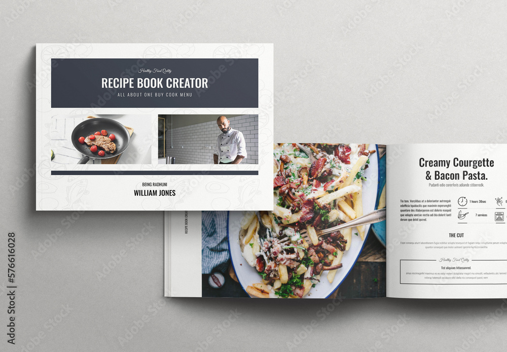 Recipe Book Creator Template Landscape Stock Template | Adobe Stock