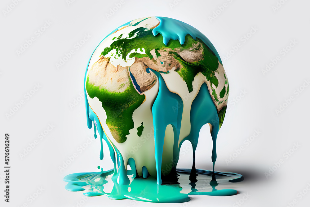 Climate change global warming concept. Planet Earth has warmed up and is melting. Generative AI ...