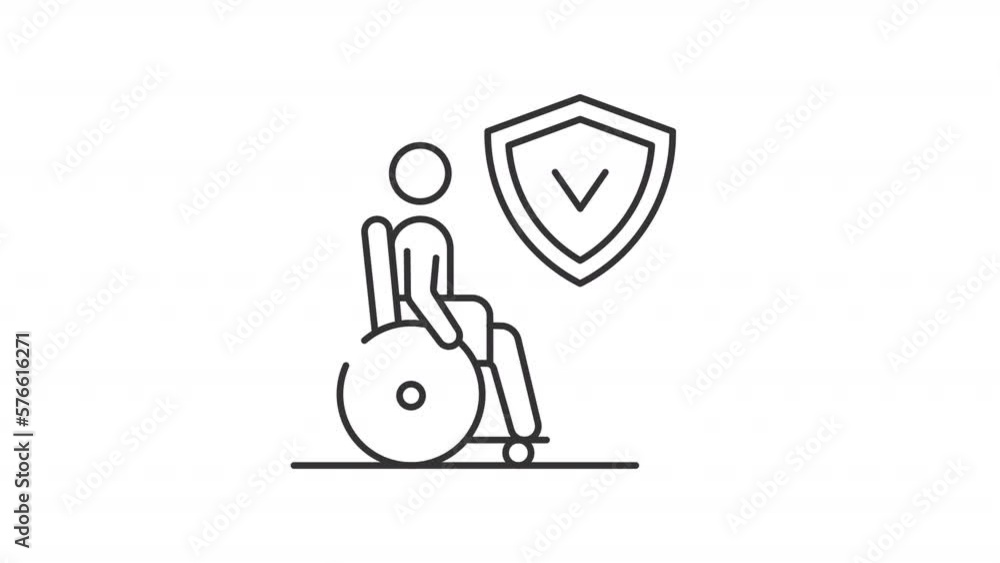 Animated care insurance linear icon. Disability coverage. Long-term ...