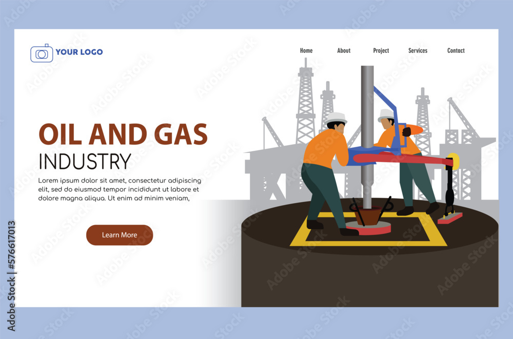 Oil industry landing page website template, Oil and gas industry ...