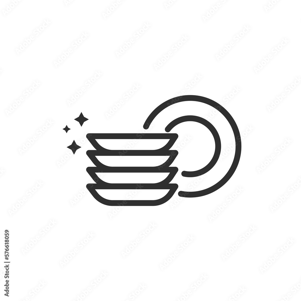 clean dishes icon. Thin line clean dishes, clean icon from cleaning ...